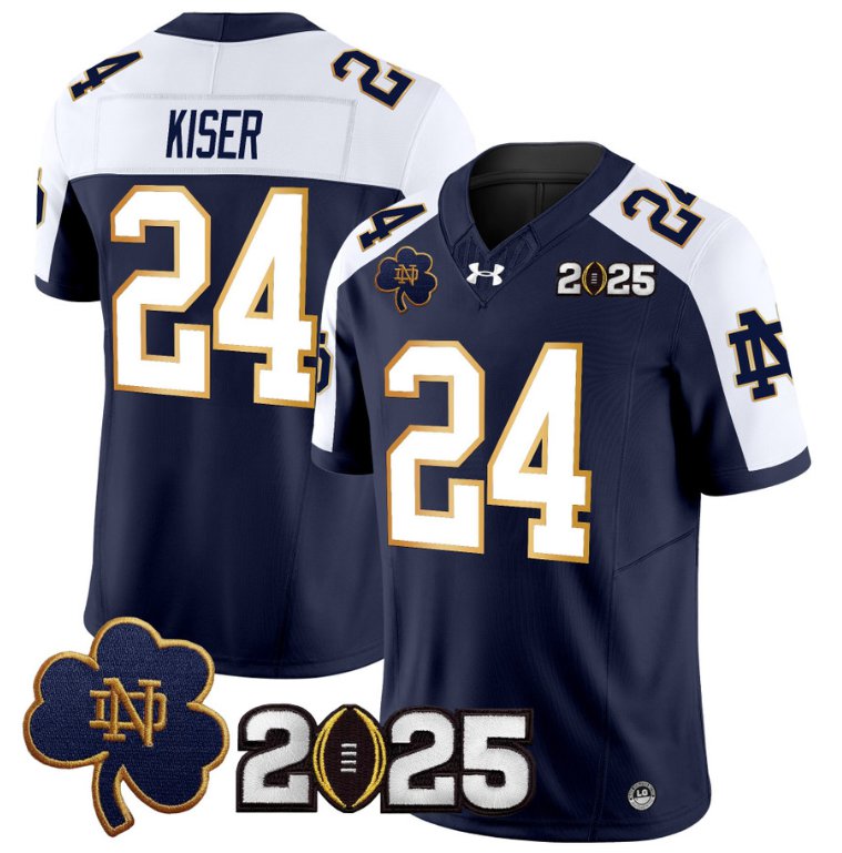 Jack Kiser Jersey #24 Notre Dame 2025 CFP Final Patch Navy Alternate