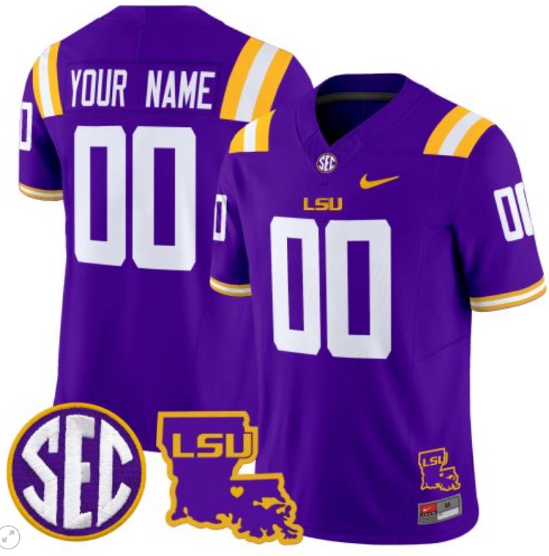 Custom LSU Tigers Jersey Name and Number 2024 Patch Vapor Limited ...