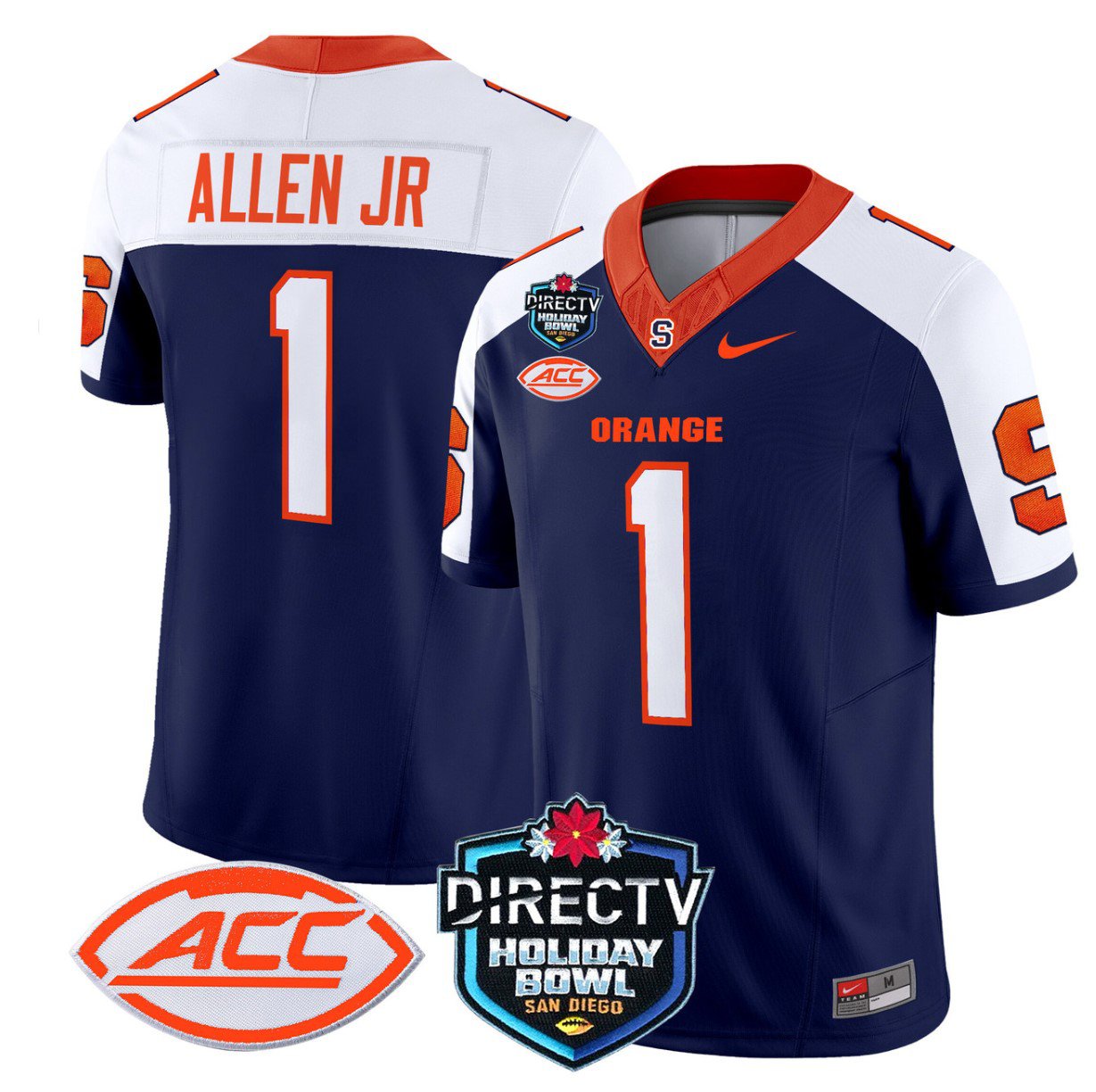 LeQuint Allen Jersey #1 Syracuse Orange 2025 Holiday Bowl Patch Navy ...