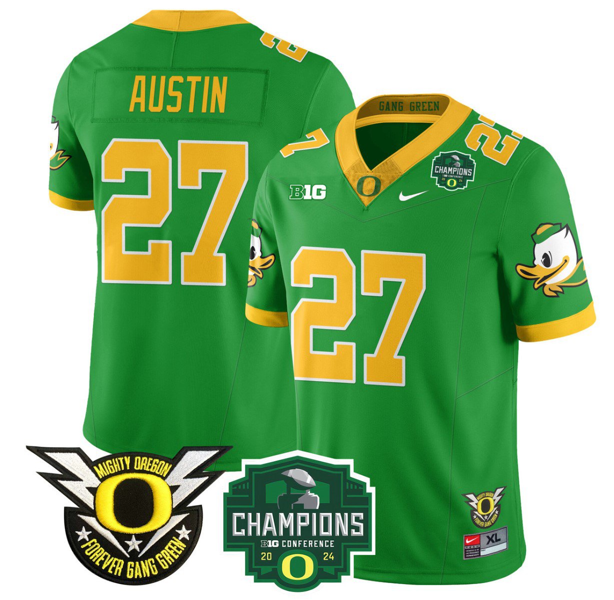 Daylen Austin Jersey #27 Oregon Ducks 2024 Big Ten Champions Football Green