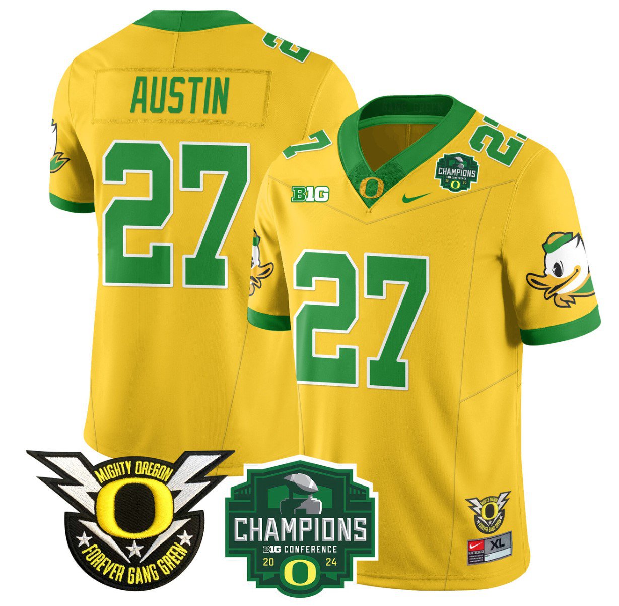 Daylen Austin Jersey #27 Oregon Ducks 2024 Big Ten Champions Football ...