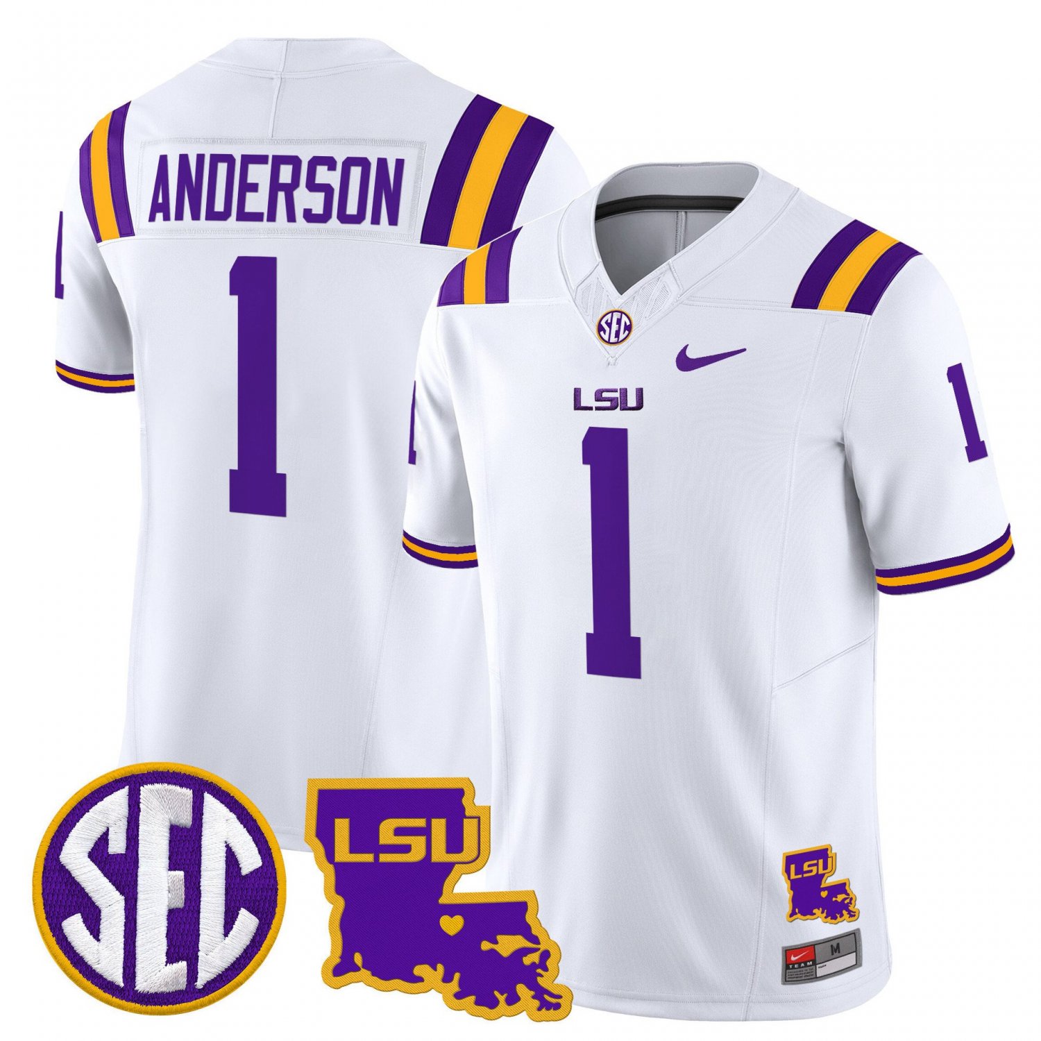 Aaron Anderson Jersey #1 LSU Tigers 2025 Louisiana Patch Stitched Gold
