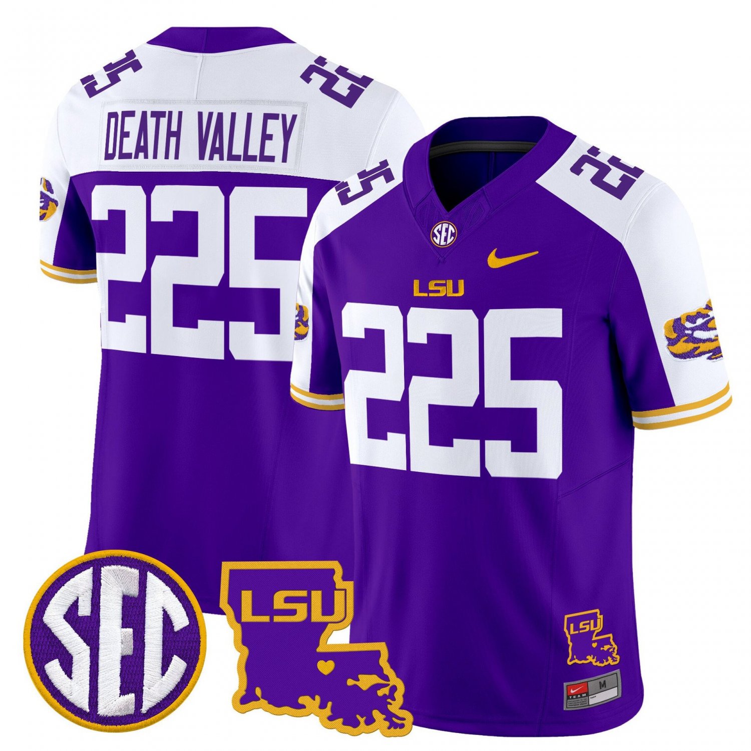 Death Valley Jersey #225 LSU Tigers 2025 Louisiana Patch Stitched ...