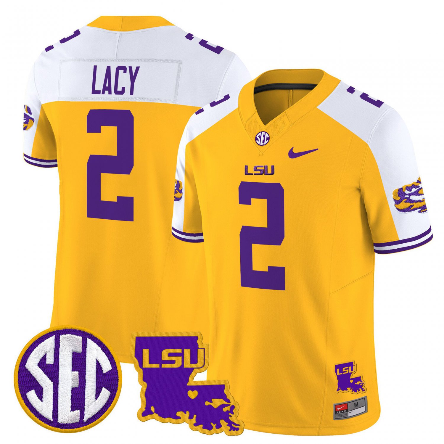 Kyren Lacy Jersey #2 LSU Tigers 2025 Louisiana Patch Stitched Gold ...