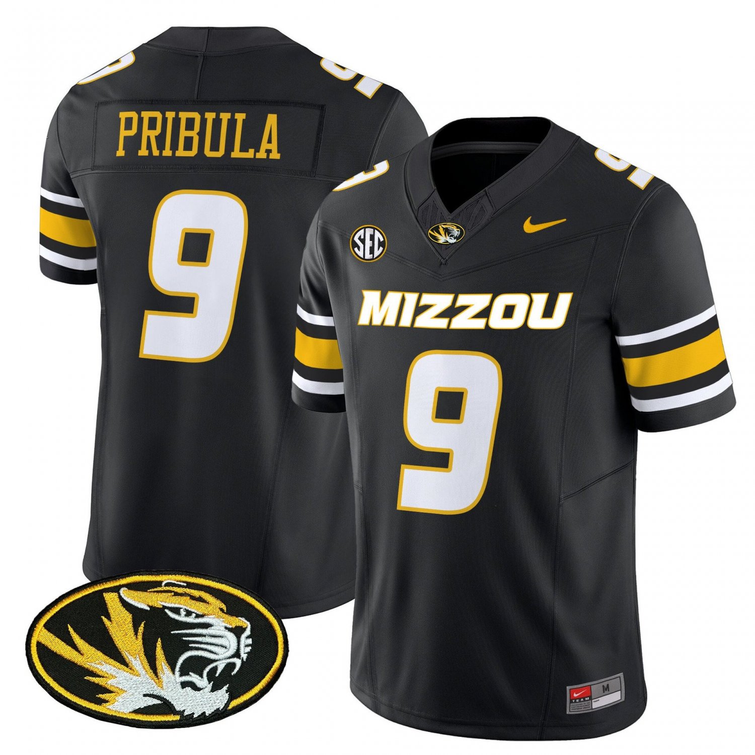 Beau Pribula Jersey #9 Missouri Tigers 2025 Vapor Limited Stitched Black