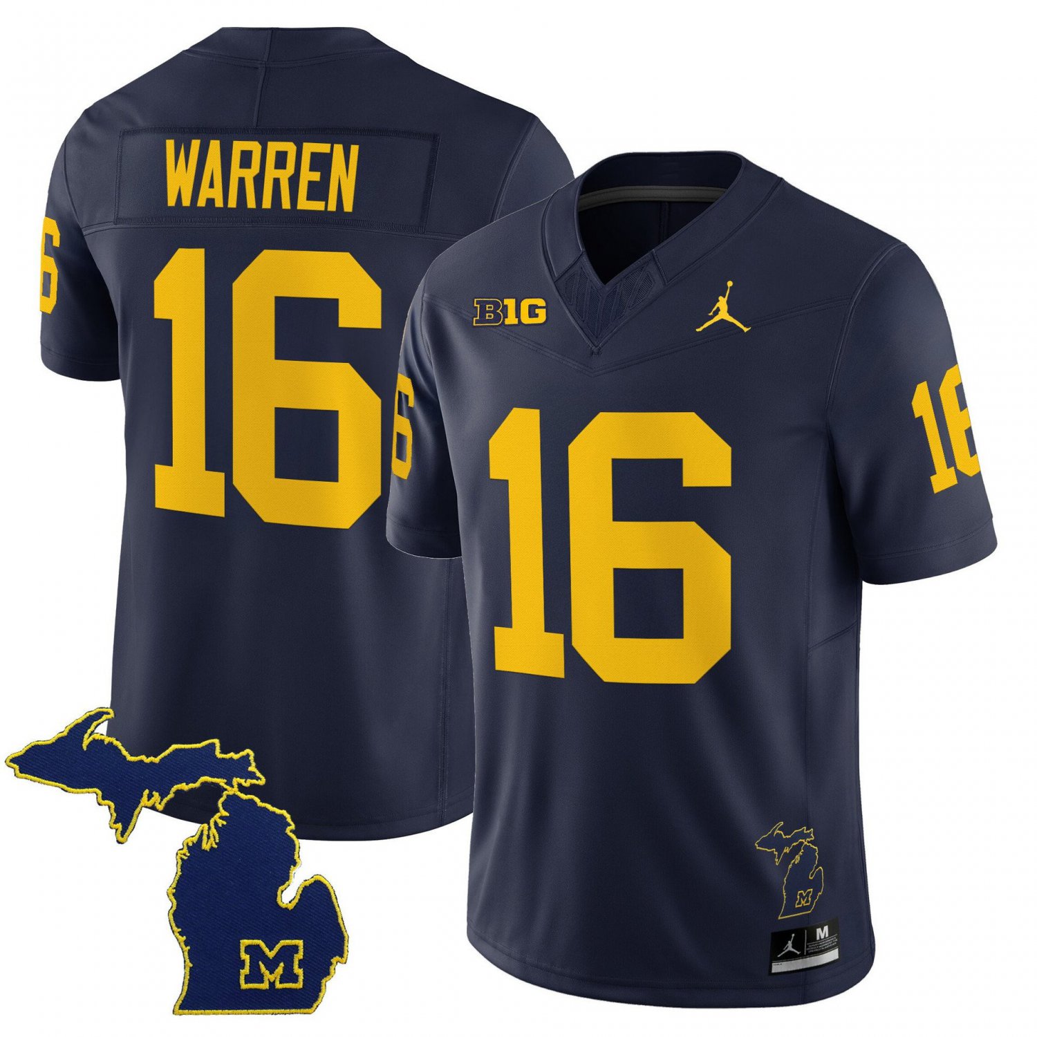 Davis Warren Jersey #16 Michigan Wolverines 2025 Limited V2 Stitched Navy