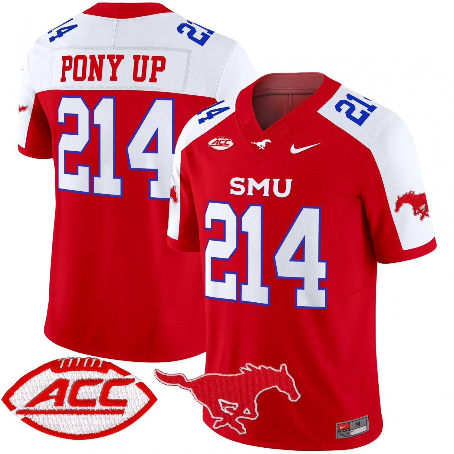 Pony Up Jersey #214 SMU Mustangs 2025 Vapor Limited Stitched Blue