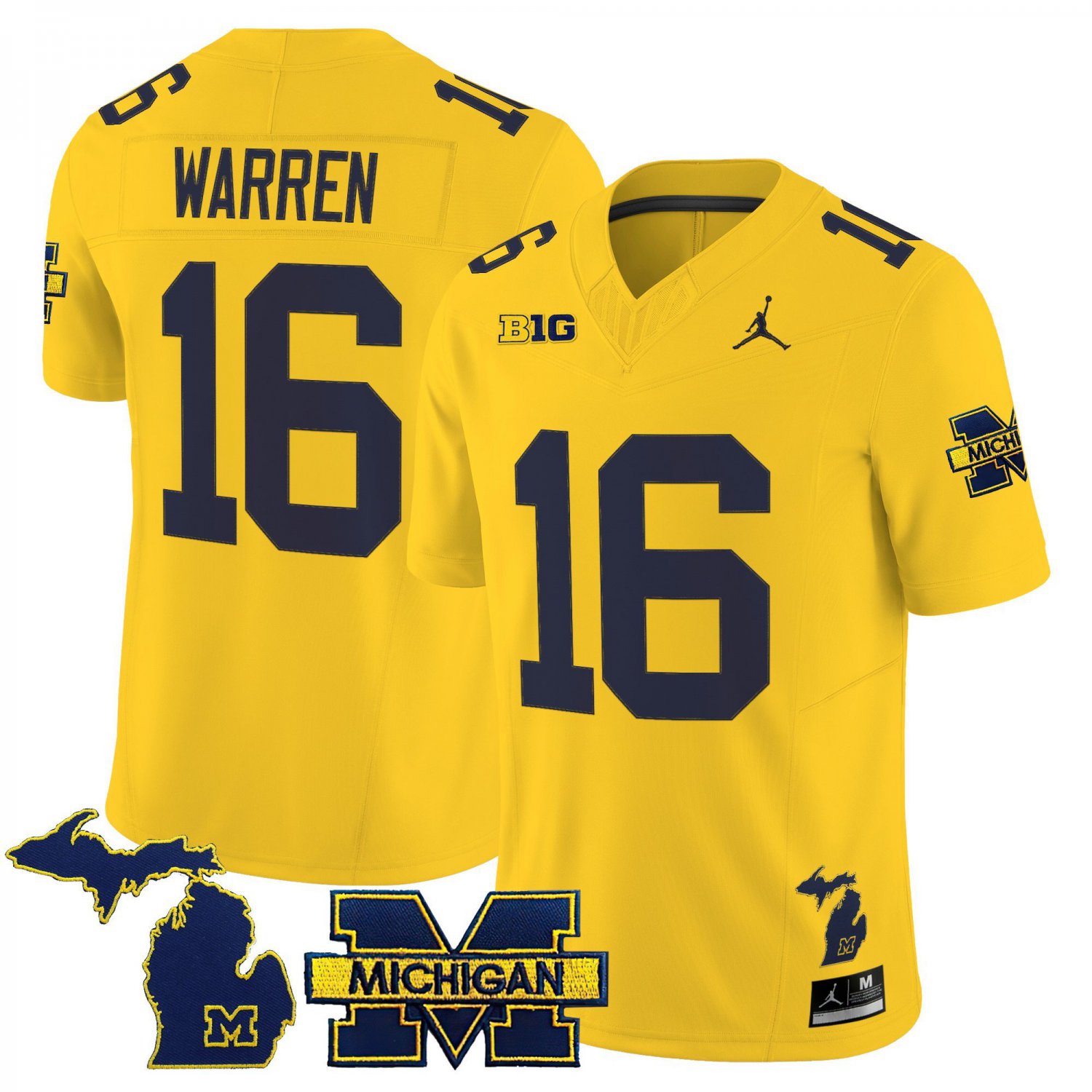 Davis Warren Jersey #16 Michigan Wolverines 2025 Vapor Stitched Maize