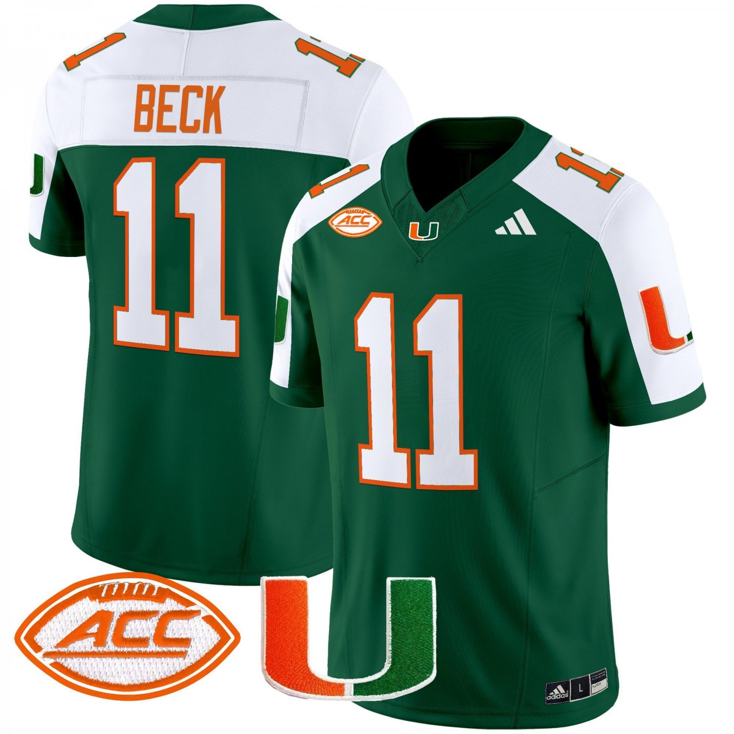Carson Beck Jersey #11 Miami Hurricanes 2025 Limited Stitched Green ...