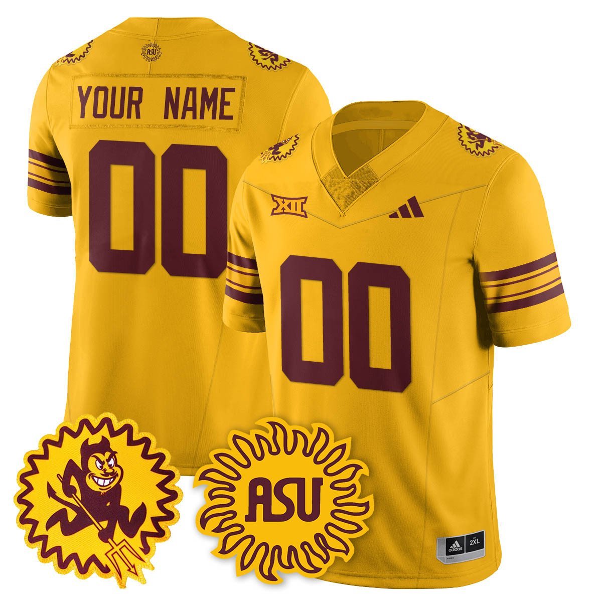 Custom Arizona State Sun Devils Jersey 1975 Throwback Uniform Stitched Gold