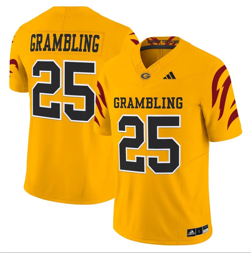 Grambling Jersey #25 Grambling Tigers 2025 Vapor Limited Stitched Gold