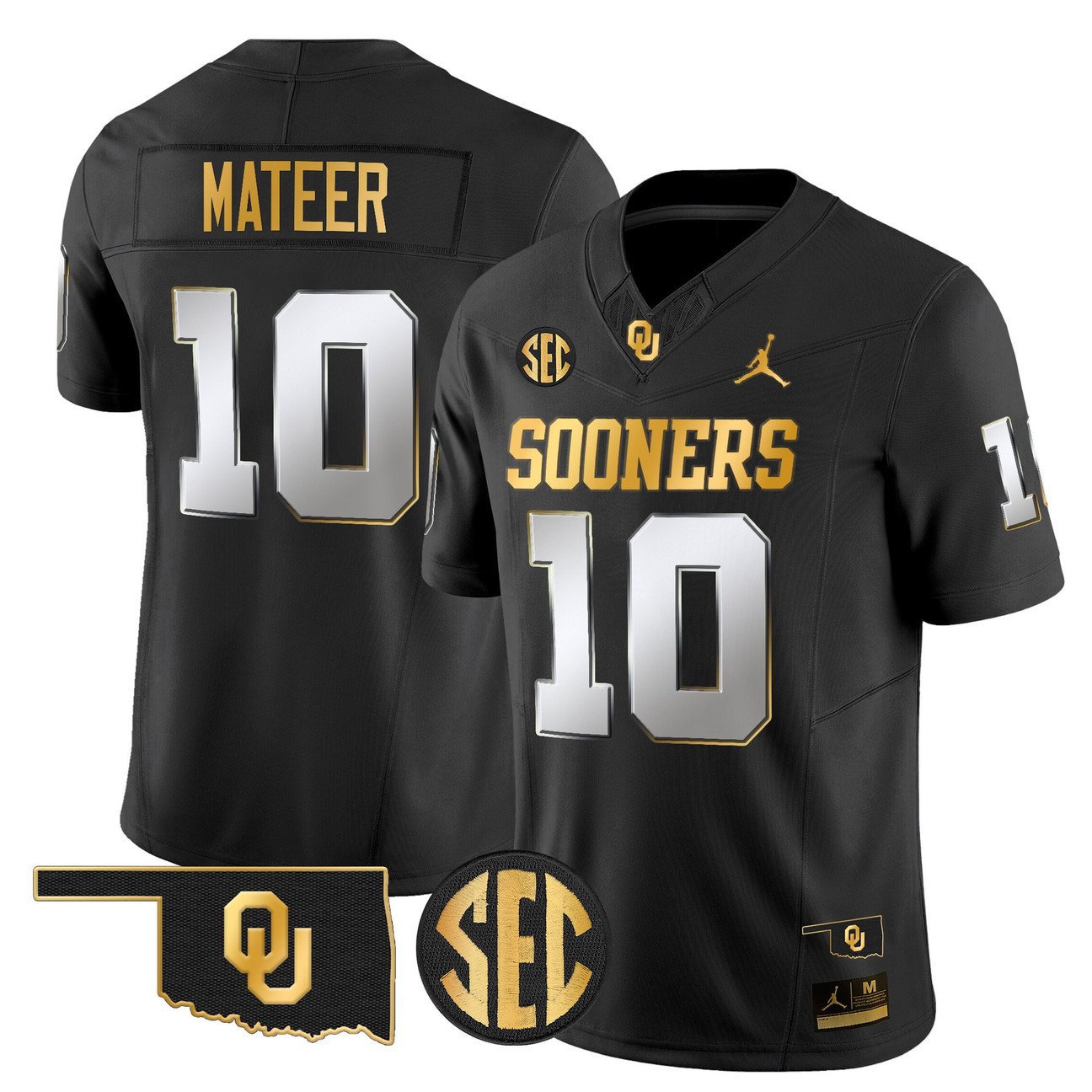 John Mateer Jersey #10 Oklahoma Sooners 2025 Gold Limited Stitched ...