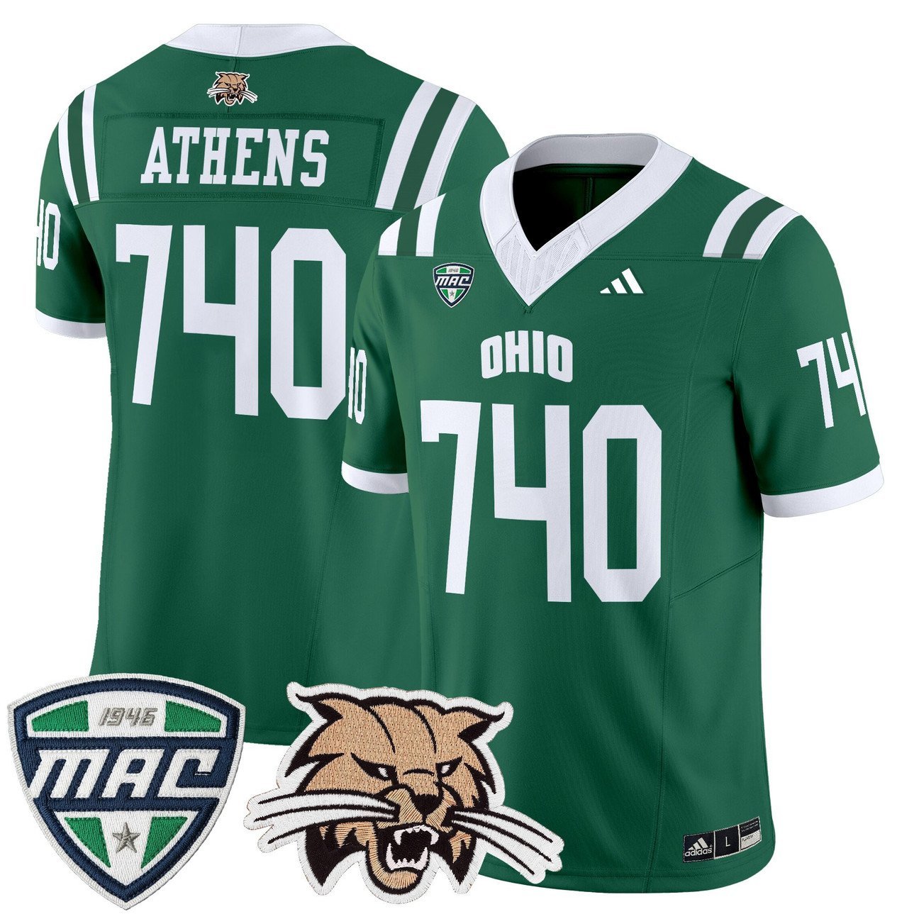 Athens Jersey #740 Ohio Bobcats 2025 Vapor Limited Stitched Green