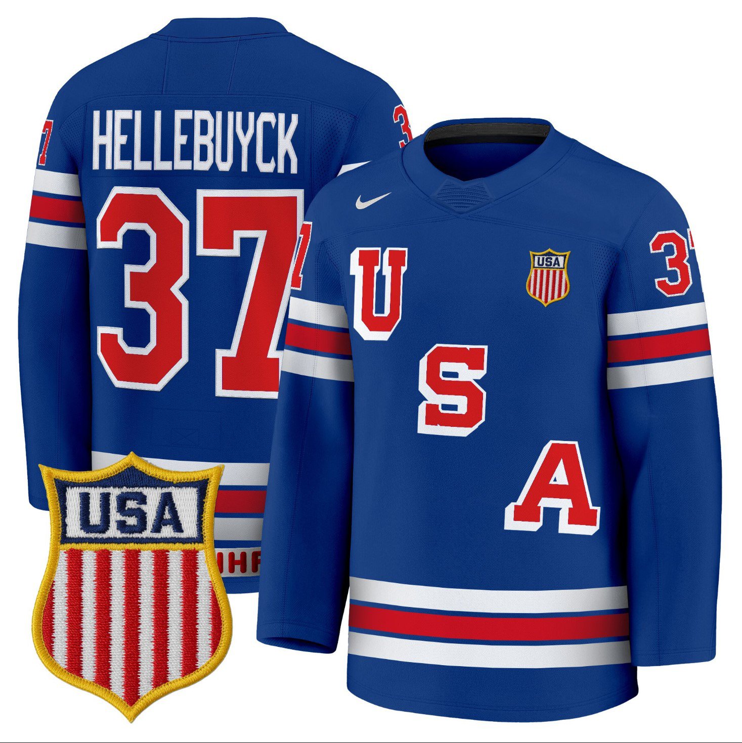 Connor Hellebuyck Jersey #37 USA Olympic 2026 Premium Hockey Stitched