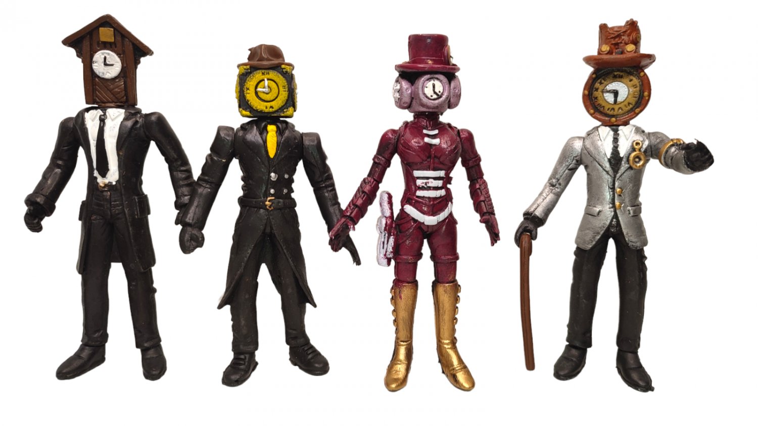 Skibidi Toilet clockmen faction 6" 4 hard plastic mexican toy figures ...