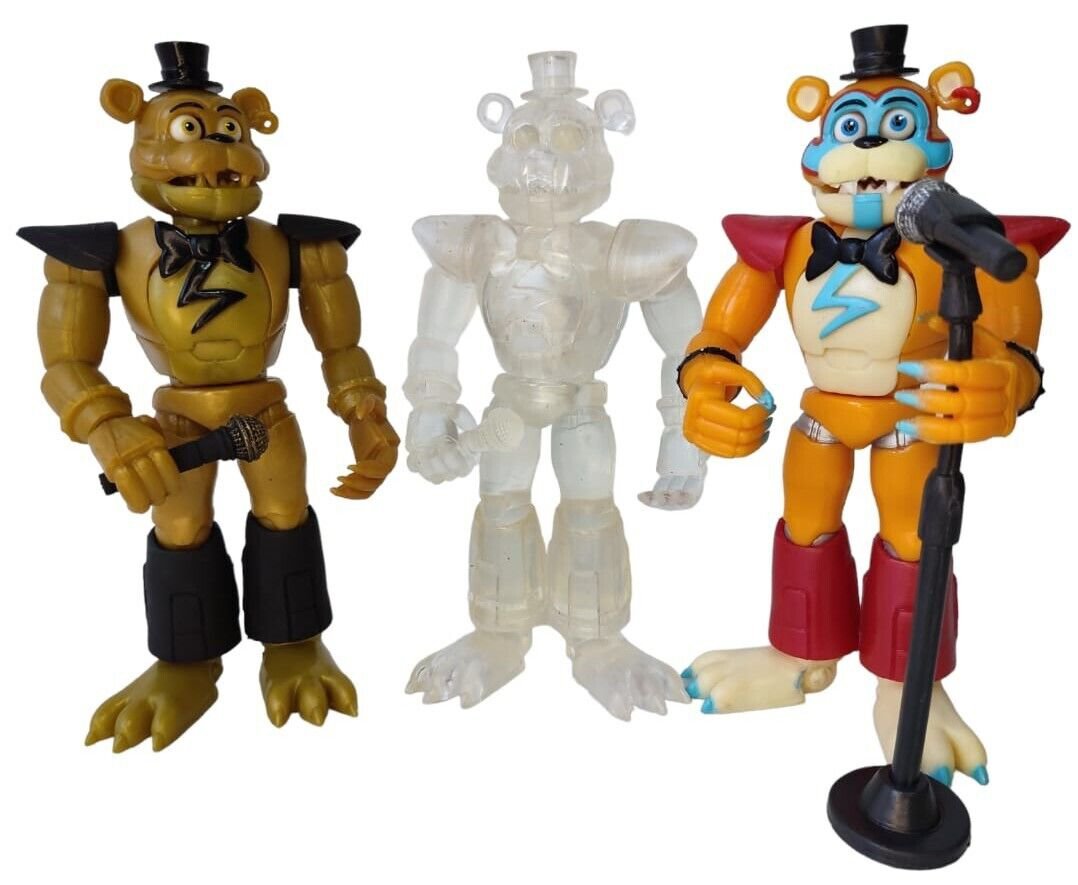 FNAF Freddy Fazbear 9" 3 mexican hard plastic toy figures bundle set ...