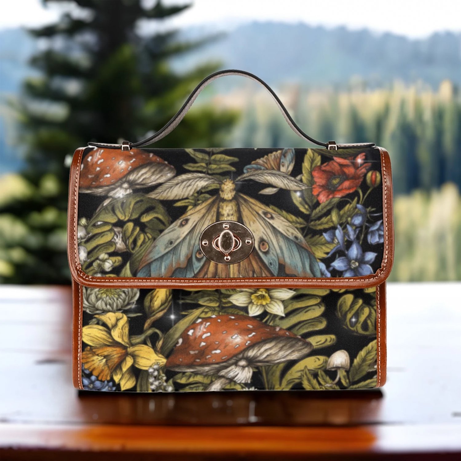 Cottagecore Enchanted Forest Satchel Handbag For Boho Hippie