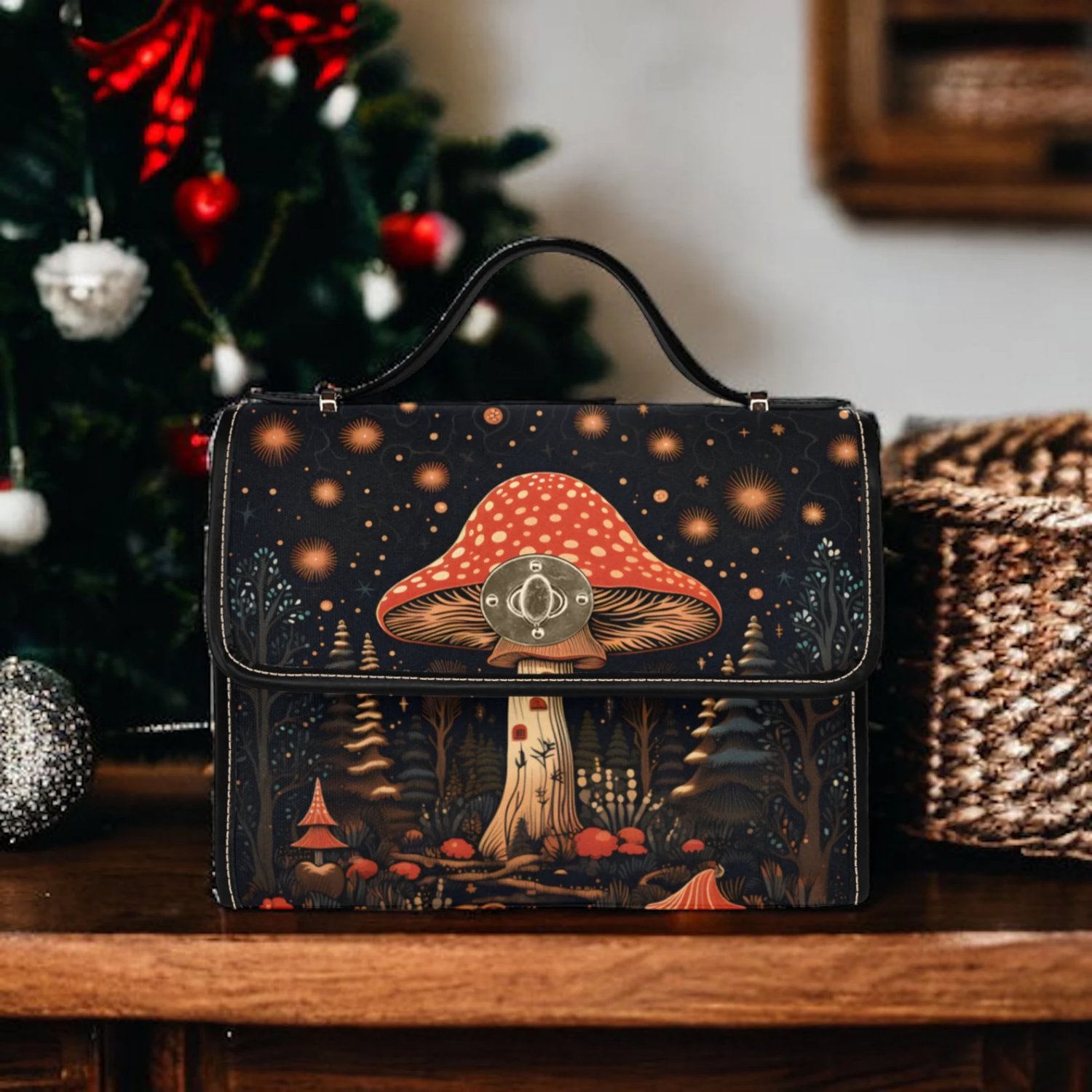 Cottagecore Witch Mushroom Satchel Handbag For Boho Hippie