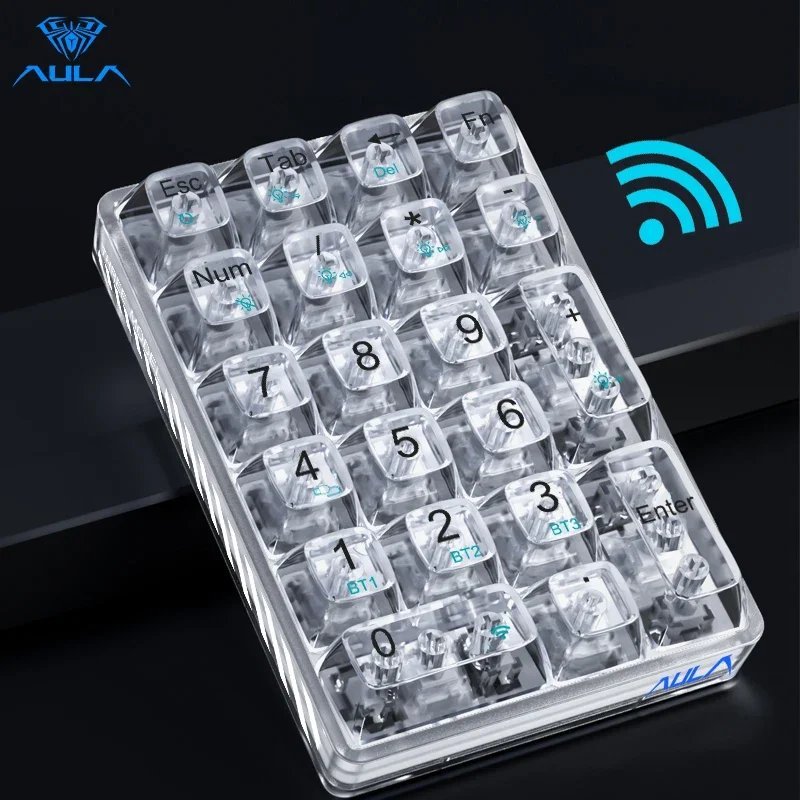 Key 21 Keyboard Transparent Backlight White Keypad Numeric Wireless ...