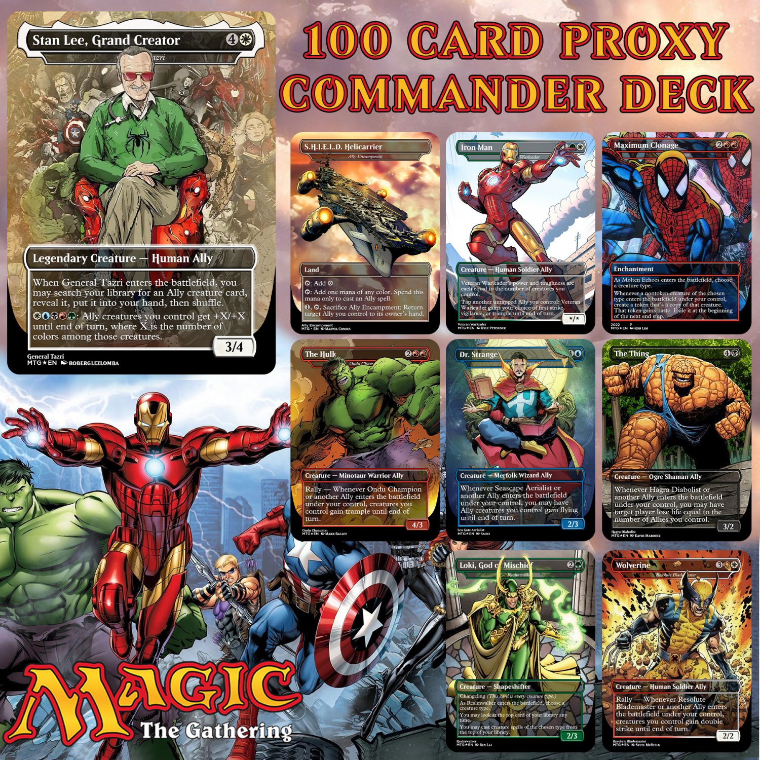 Marvel Stan Lee Super Hero 100 Card Commander Deck for Magic The ...
