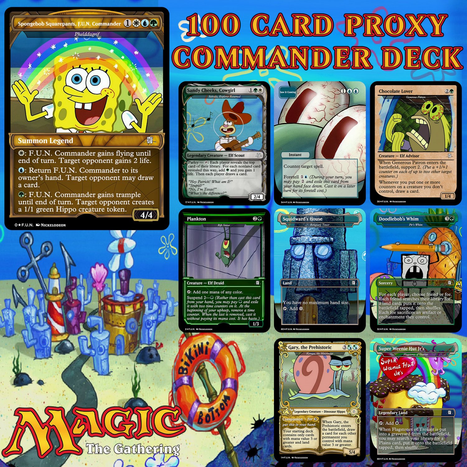 Spongebob Squarepants 100 Card MTG Proxy EDH Commander Deck — Custom ...