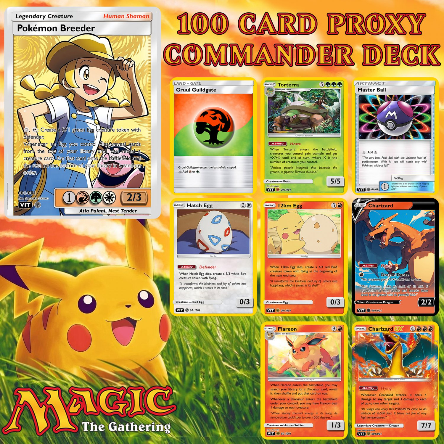 Pokemon Trainer 100 Card MTG Proxy EDH Commander Deck — Custom Magic The Gathering [Deck 1]