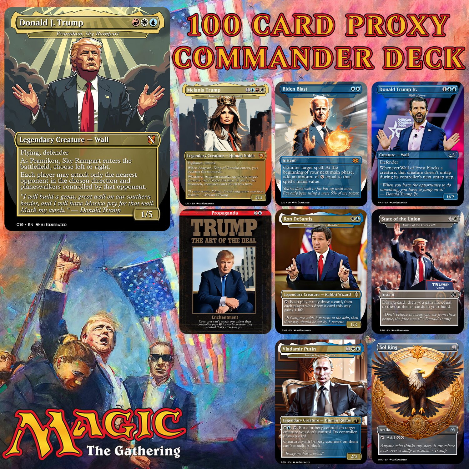 Donald Trump "Election Victory" 100 Card MTG Proxy Commander Deck ...