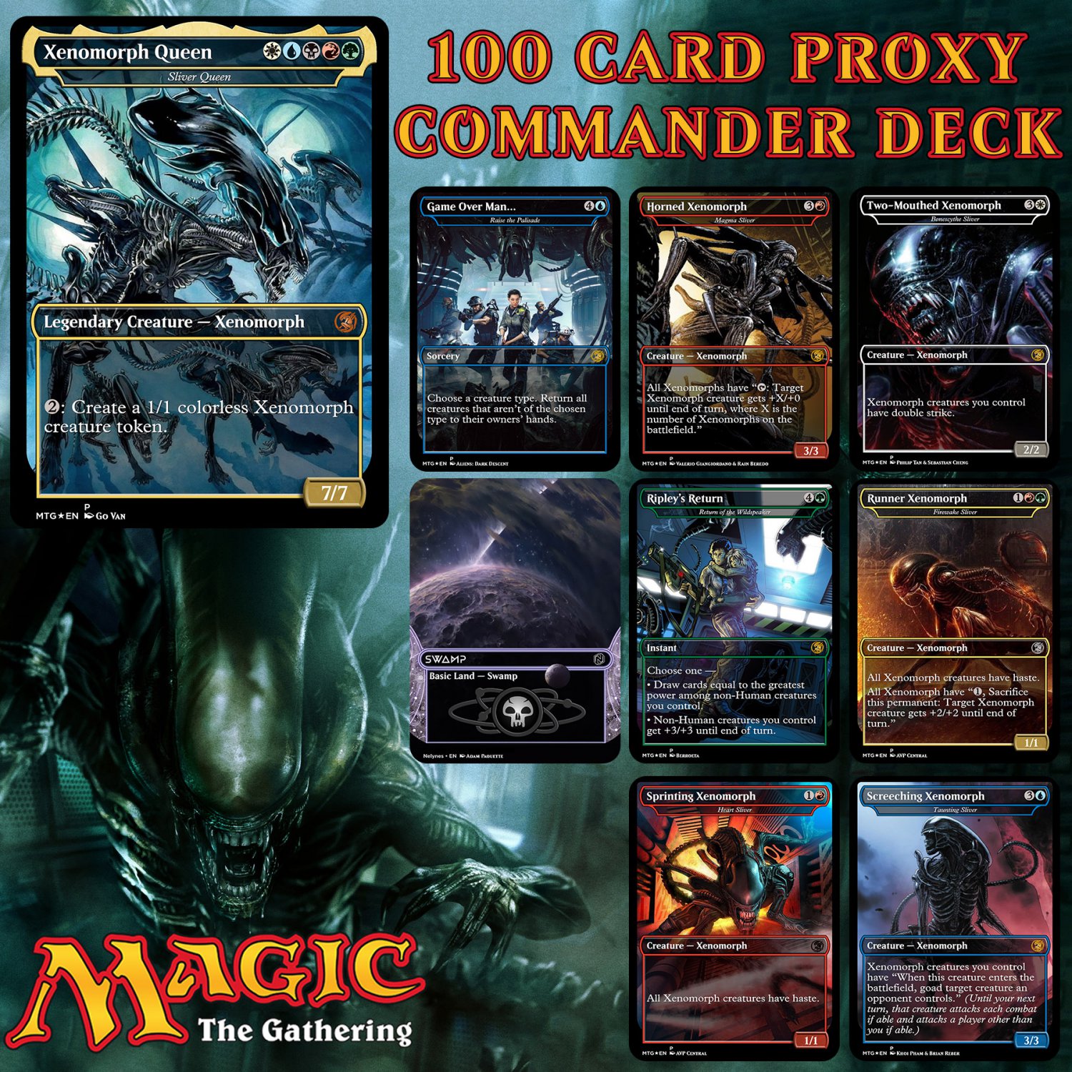 Alien Xenomorph 100 Card MTG Proxy EDH Commander Deck — Custom Magic ...