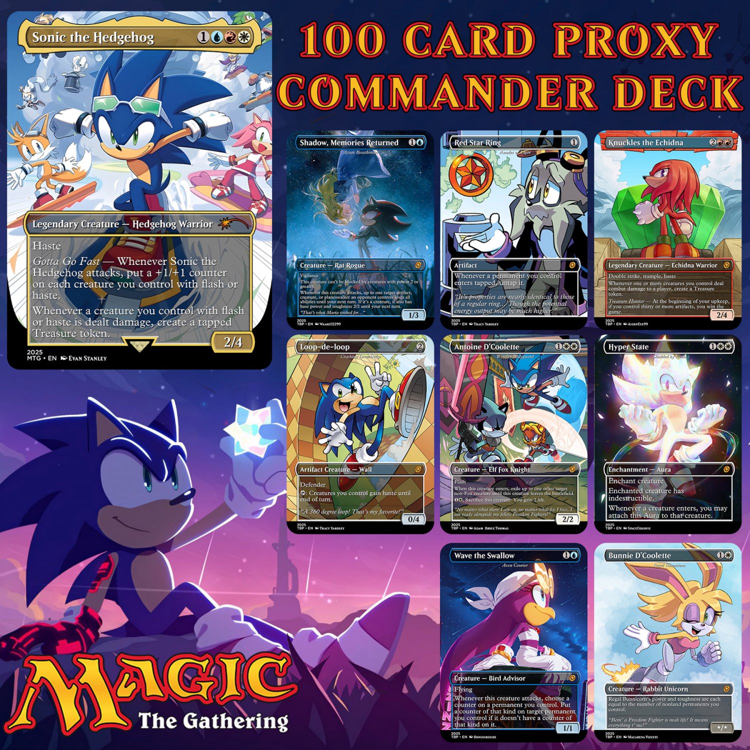Sonic the Hedgehog 100 Card MTG Proxy EDH Commander Deck — Custom Magic ...