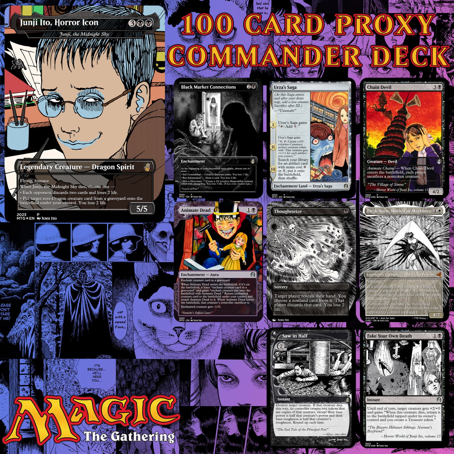 Junji Ito Horror Proxy MTG Commander Deck 150+ Cards — Custom Magic The ...