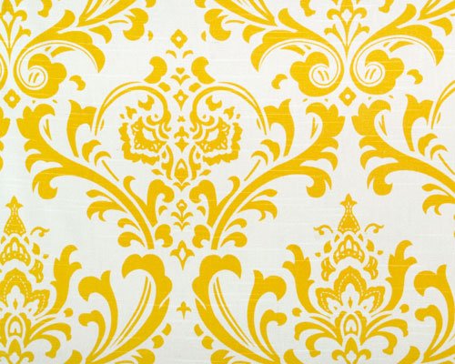 Corn Yellow White Slub Damask Home Decorating Fabric