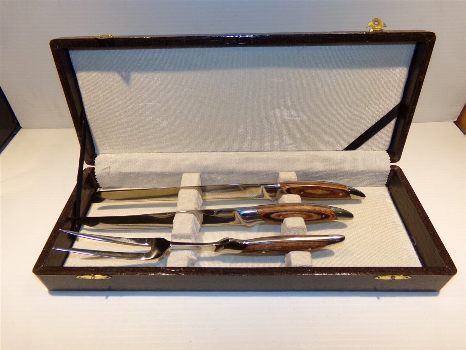 Samurai Stainless Japan Meat Carving Set Knives + Fork in Case