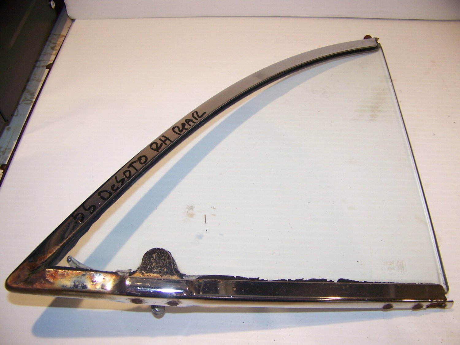 1955 DESOTO 4 DOOR RH REAR WING WINDOW OEM
