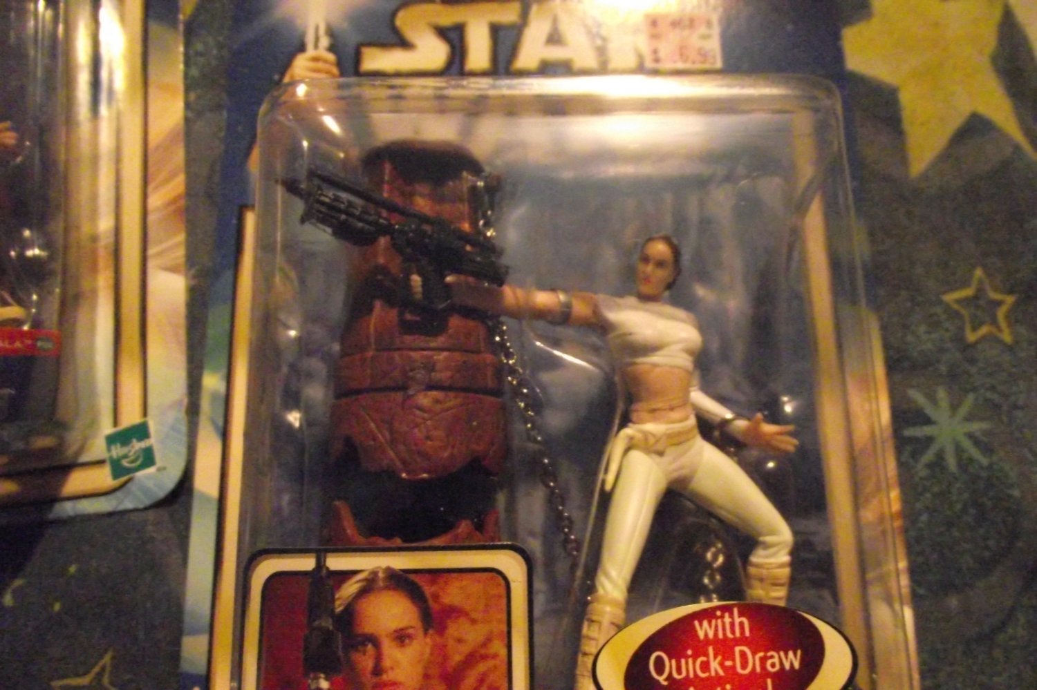 Star Wars Padme Amidala Ep2 Tied Gun To Hand & Mole On Cheek Also Bkgd Card