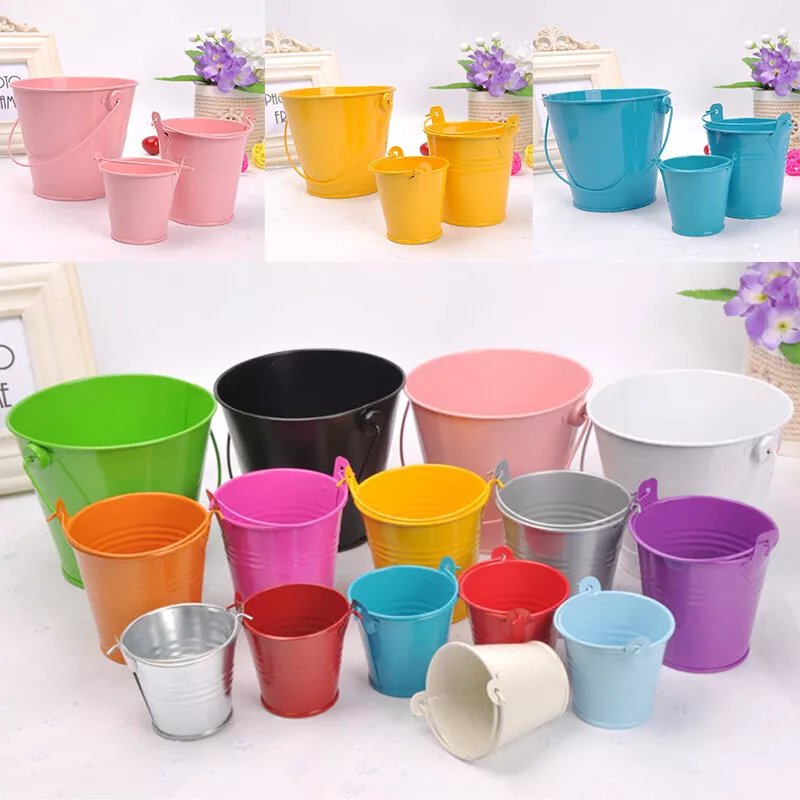 Mini Metal Bucket Flower Pot Tin Flower Planter Plant Pot Bucket Home Decor