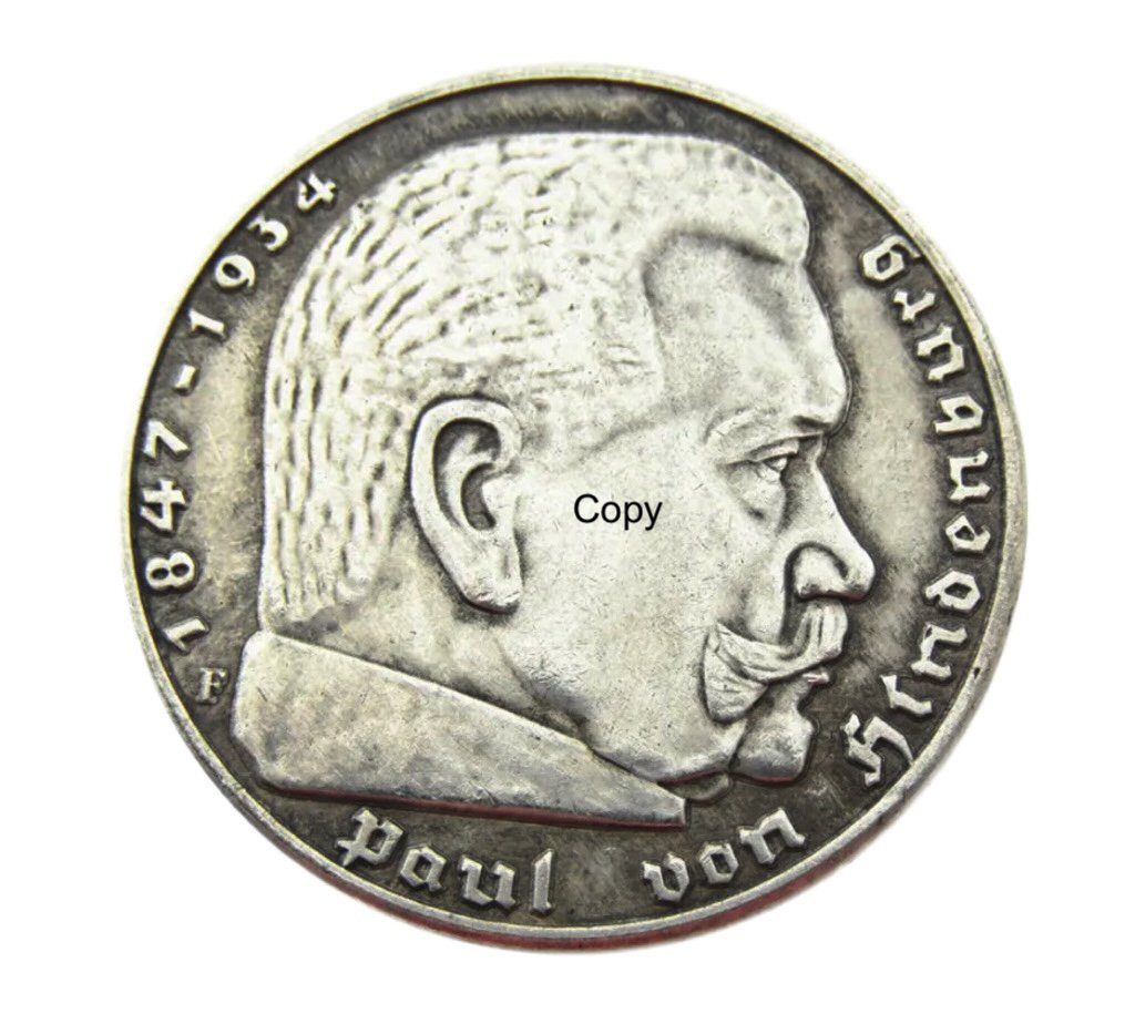 1936F 5 Mark German WW2 Nazi Commemorative Coin Copy