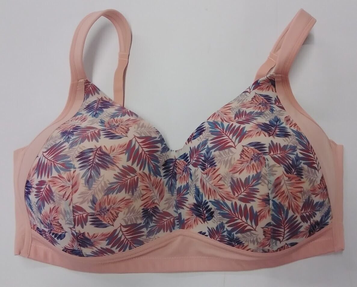 Rhonda Shear Molded Cup Bra with Mesh Overlay ( Leaves, 1x) 786468