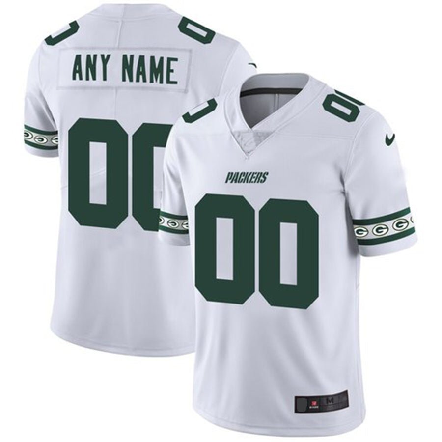 Custom GB.Packers White Team Logo Vapor Limited Jersey Stitched ...