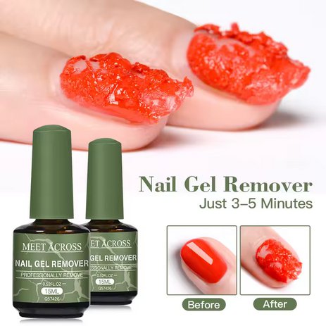 MEET ACROSS 15ml Magic Fast Nail Gel Polish Remover Clean UV