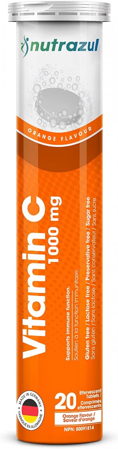 Nutrazul Vitamin C 1000mg Effervescent Tablets- Orange 20’s