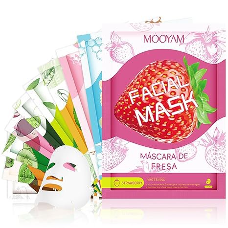 10 Sheets Fruit Face Masks Skin Care, Hydrating Facial Sheet Mask ...
