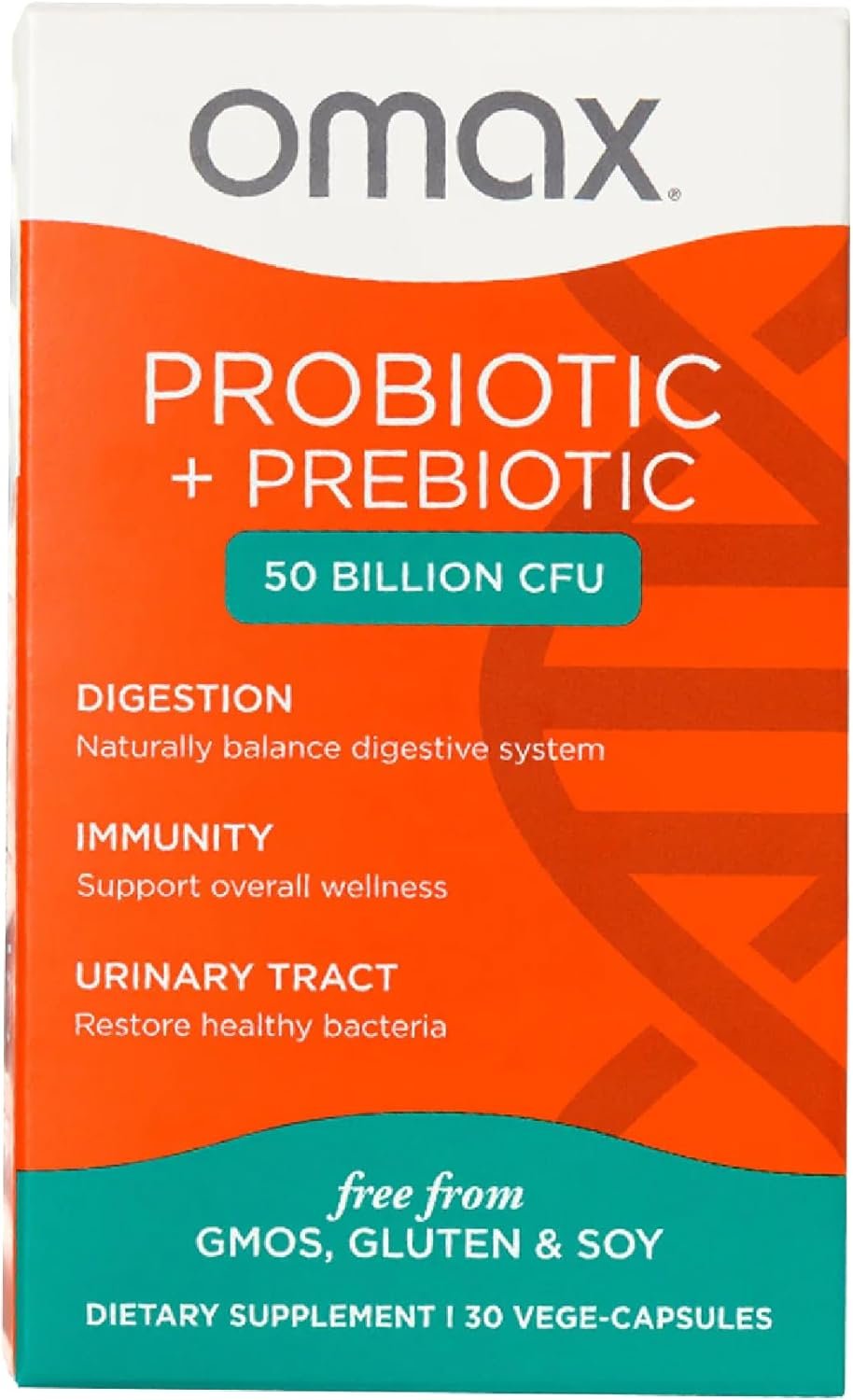 Omax Prebiotic & Probiotic 50 Billion CFU + Chicory Inulin, 10 Strains ...