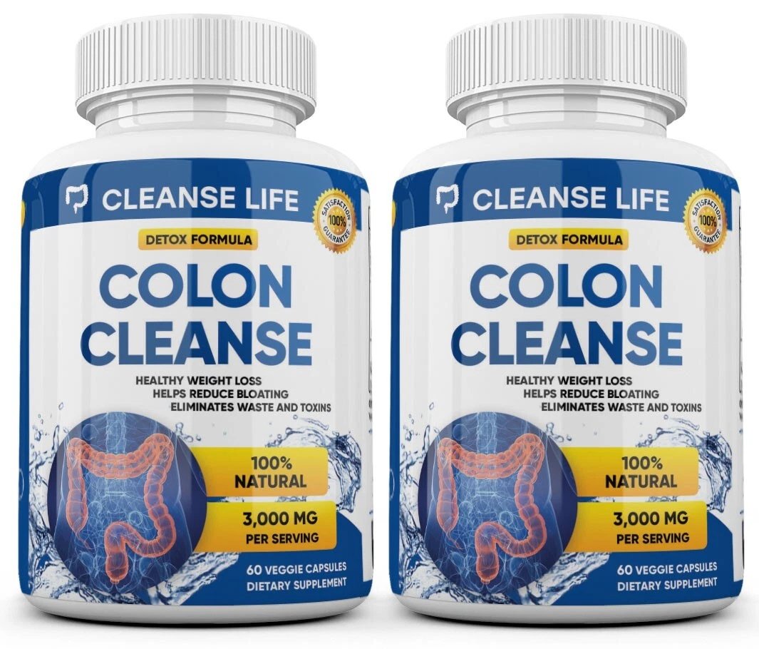 2 x Colon Cleanse 3000mg Organic Herbs Pounds Lose ELIMINATES WASTE