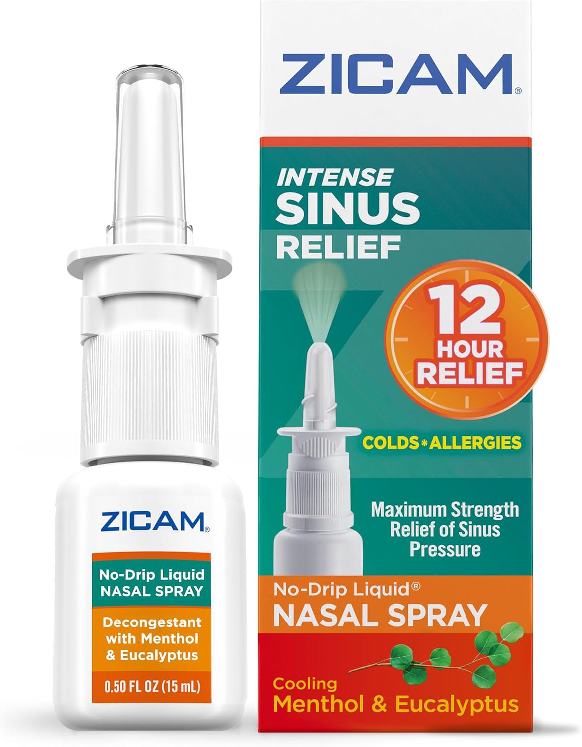 Zicam Intense Sinus Relief No-Drip Liquid Nasal Spray with Cooling Menthol