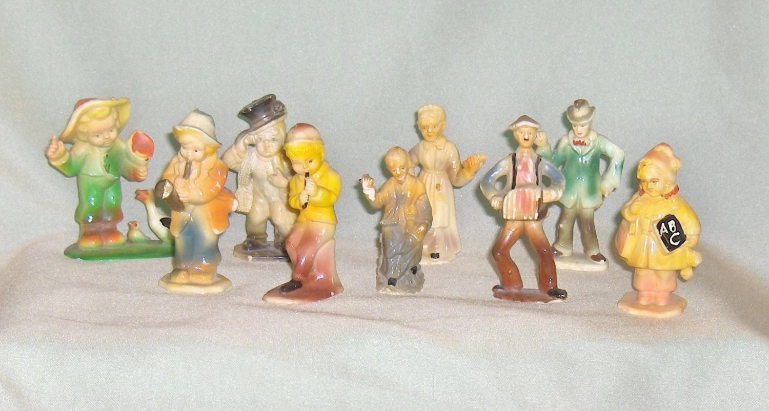 Group of Nine Marx Vintage Hard Plastic People Figures