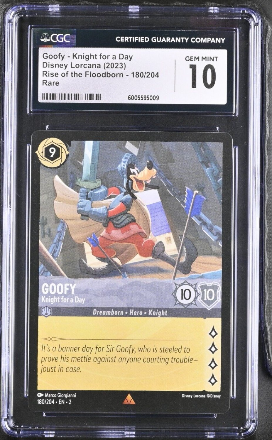 Disney Lorcana Goofy - Knight for a Day Rare CGC 10 Gem MINT