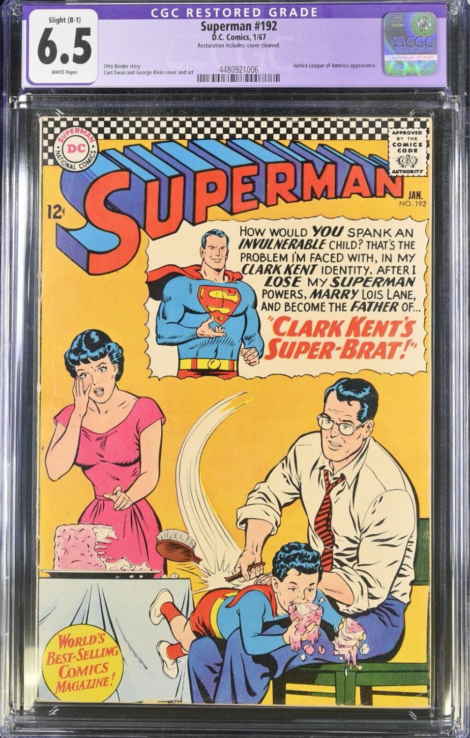 Superman #192 (1967) CGC Restored 6.5 Bronze Age Comic Swan & Klein Cover JLA