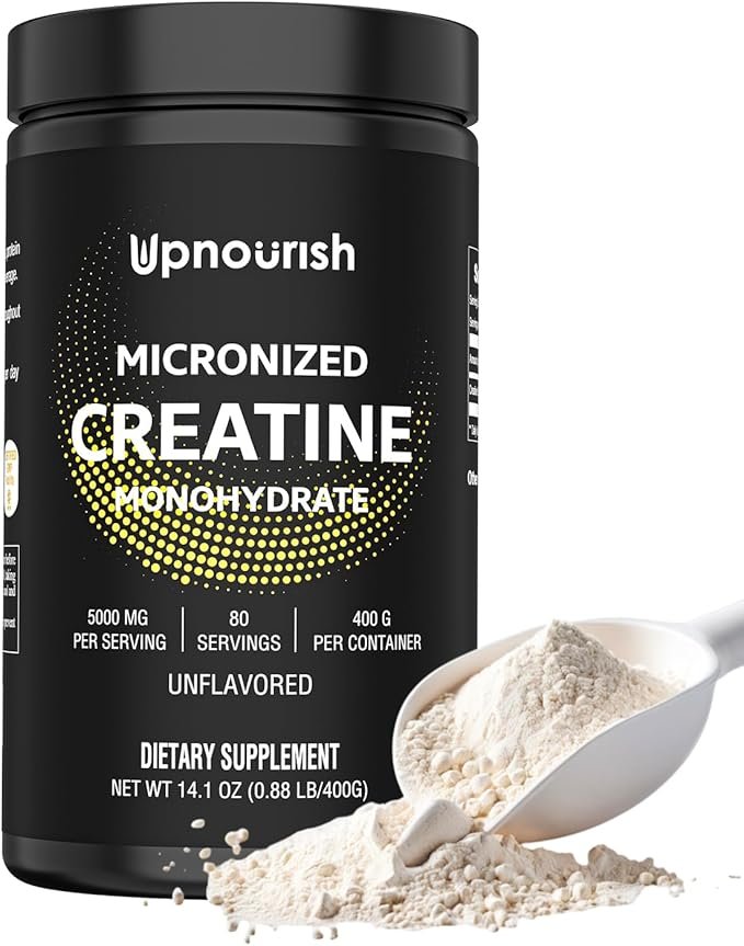 UpNourish Micronized Creatine Monohydrate Powder 400 G - Unflavored Vegan