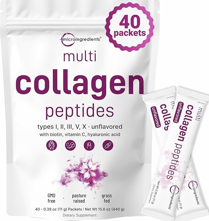 Multi Collagen Peptides, 40 Packets | Hydrolyzed Protein Peptides Powder