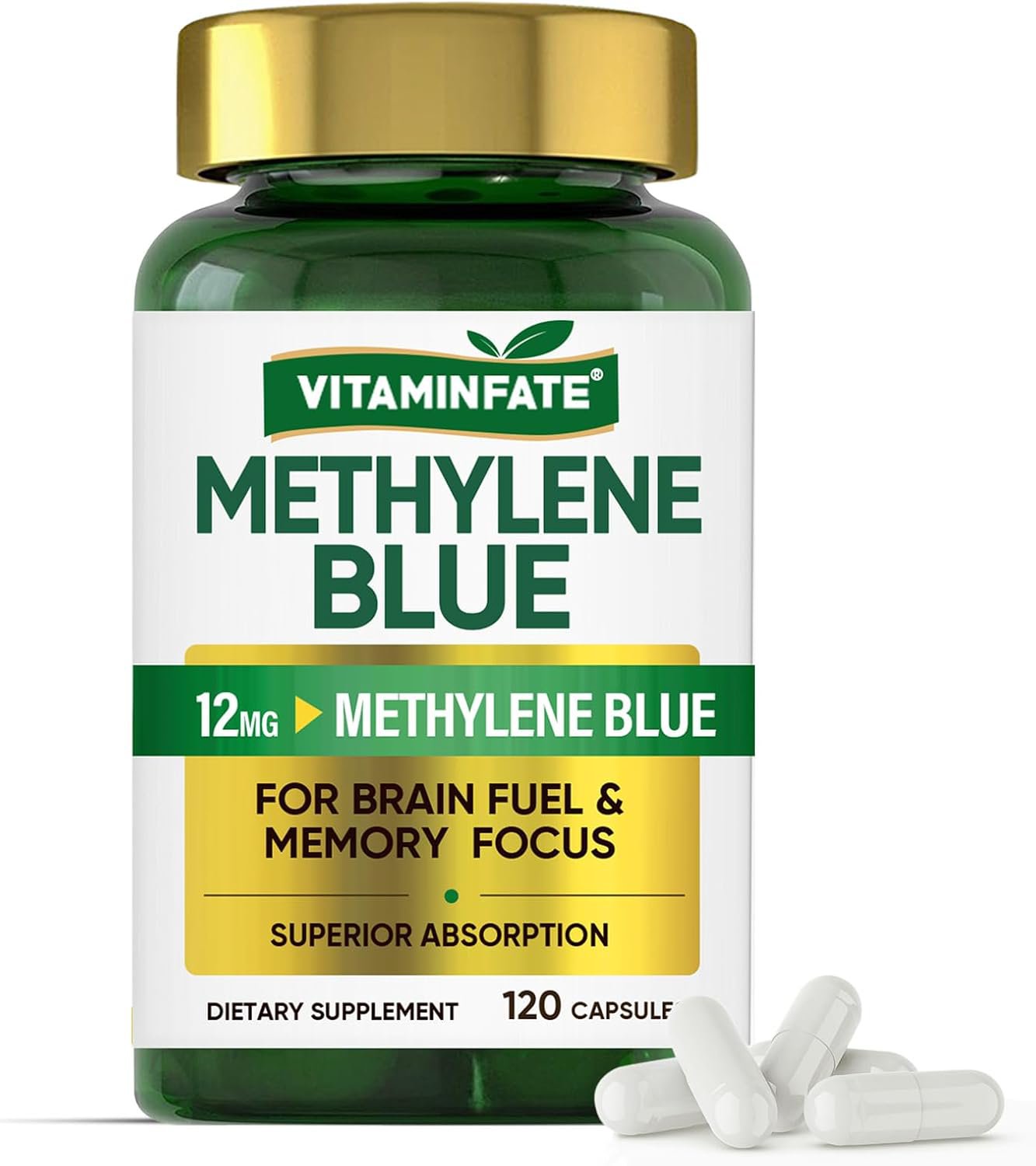 Methylene Blue Pharmaceutical Grade Supplement, 120 Capsules (60-Day ...